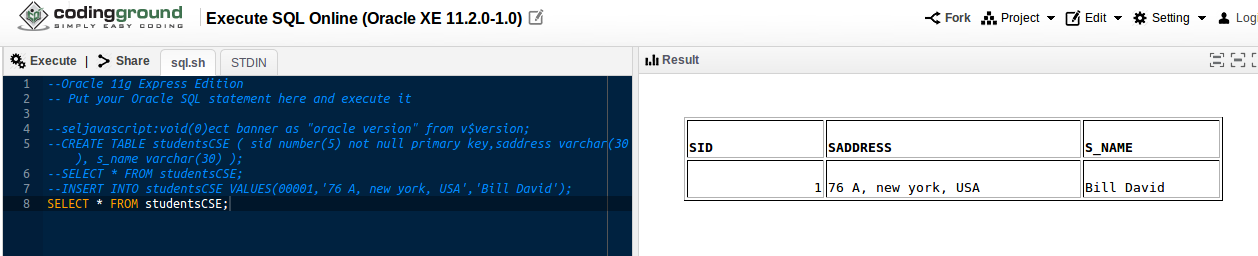 Codelybrary Oracle 11g Database Online Terminal To Practice Sql