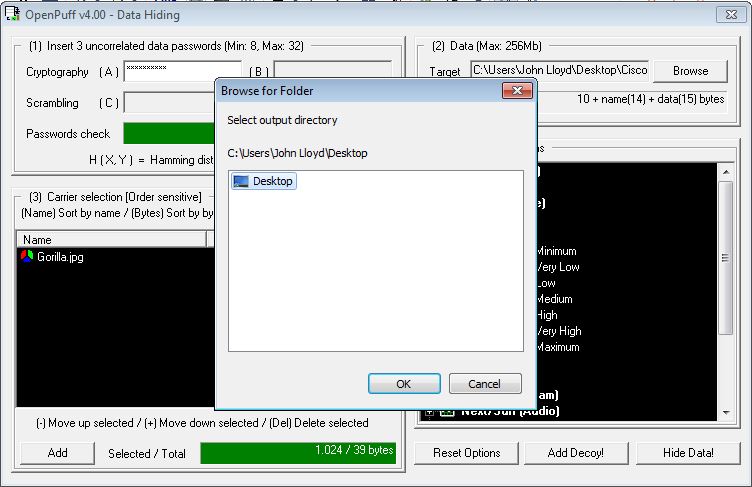 My Network Security Journal: Steganography (using OpenPuff v4.0)