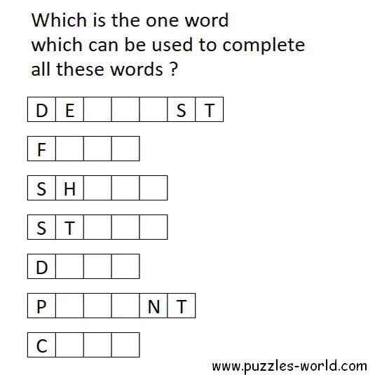 Which One word to complete all the words | Puzzles World