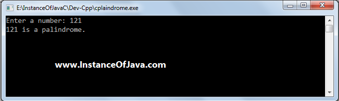 Write a c program to check a number is palindrome or not: - InstanceOfJava