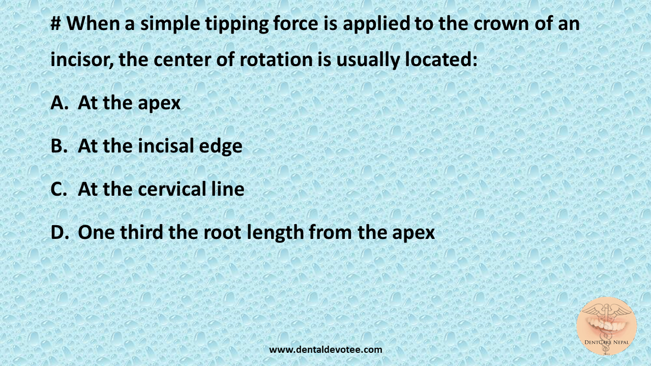 Dentosphere : World of Dentistry: Center of rotation in simple tipping