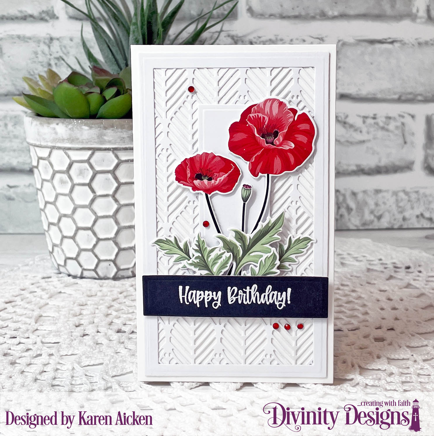 Painted Mountain Cards: Mini Slimline Poppy Card