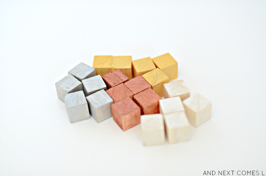DIY Metallic Dyed Mini Blocks | And Next Comes L - Hyperlexia Resources