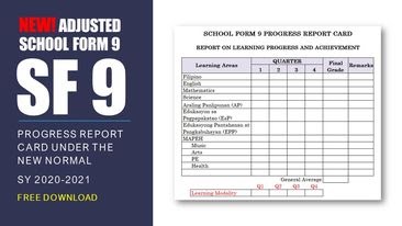 New Normal School Form 9 (SF9) Progress Report Template for SY 2020 ...