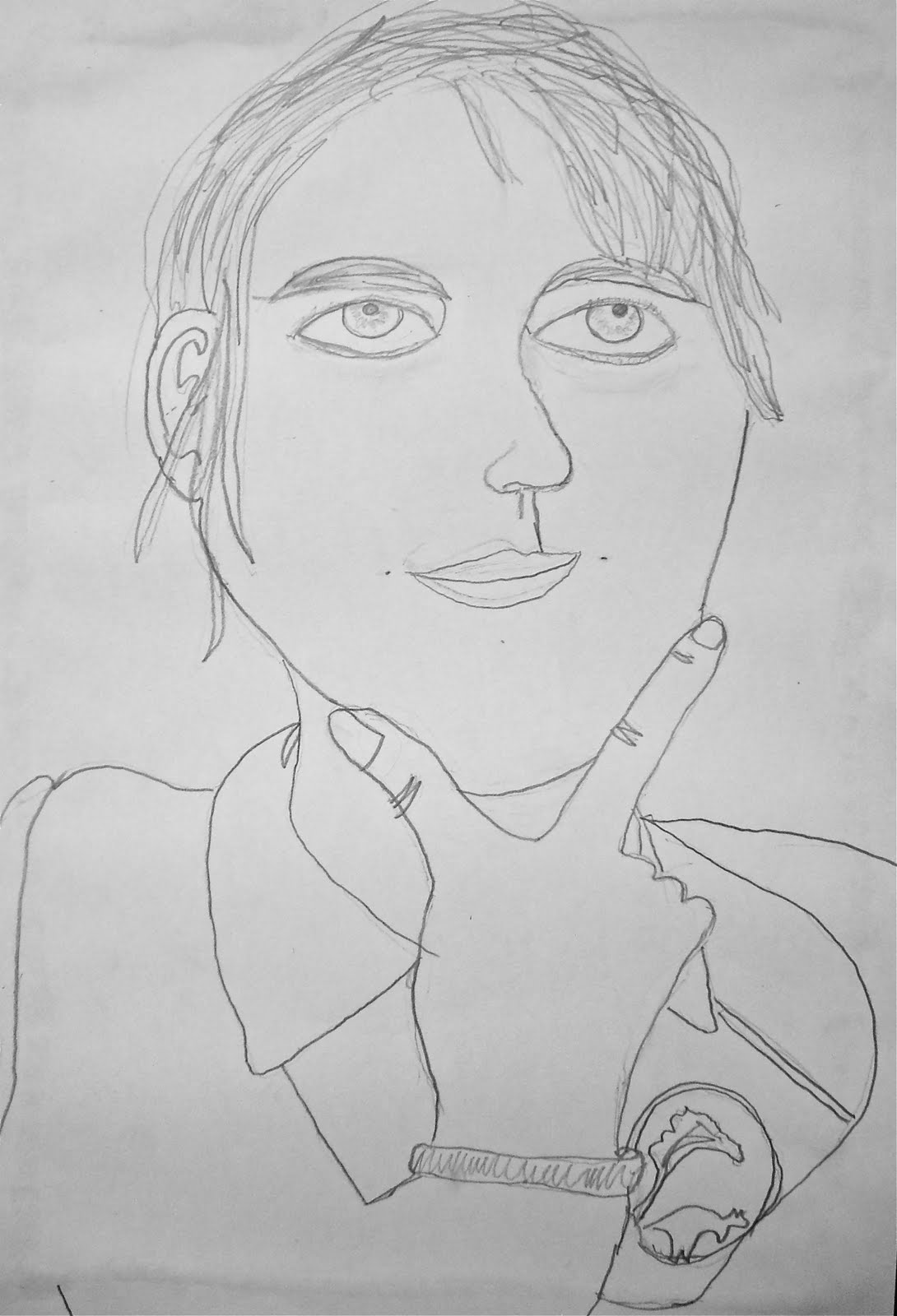 Use Your Coloured Pencils: Contour Line Self Portraits