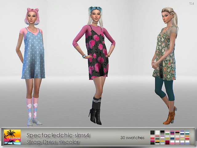 Spectacledchic-sims4 Strap Dress Recolor - ELFDOR
