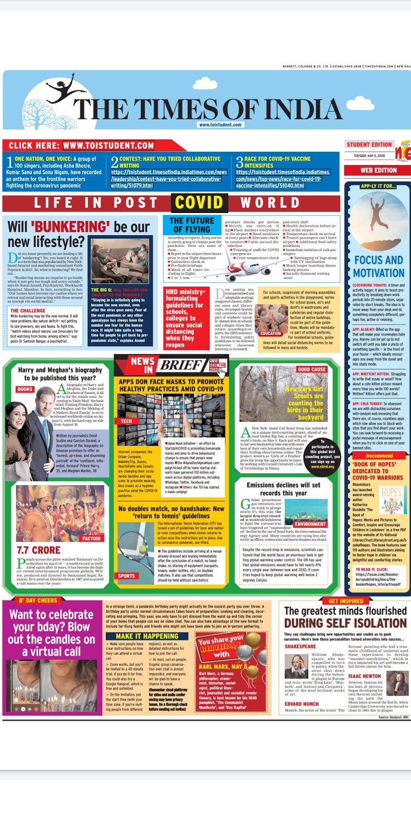 .: TOI paper student edition