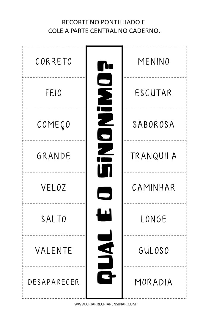 ANTÔNIMOS E SINÔNIMOS – Criar Recriar Ensinar