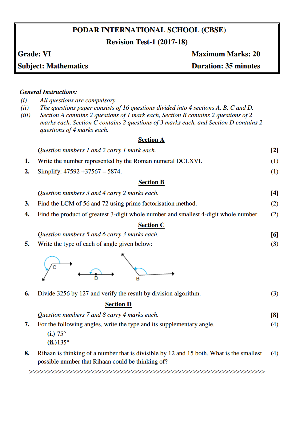 Maths revision sheet