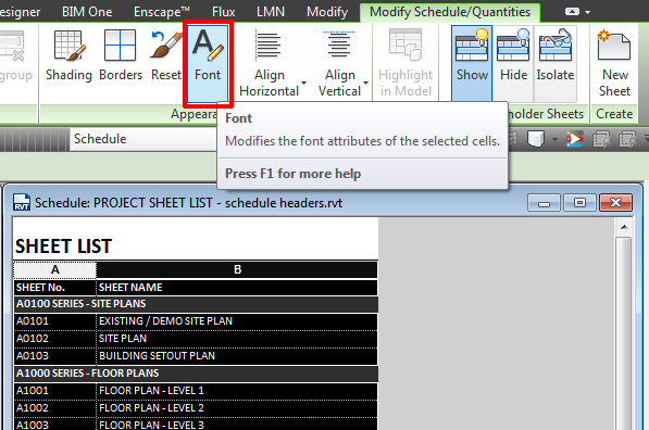 Revit Link: Revit Schedules - How to Format Headers