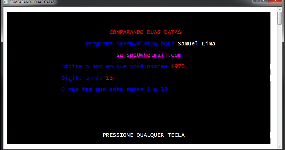 Samuel Lima - Programador C/C++ : Comparando duas datas