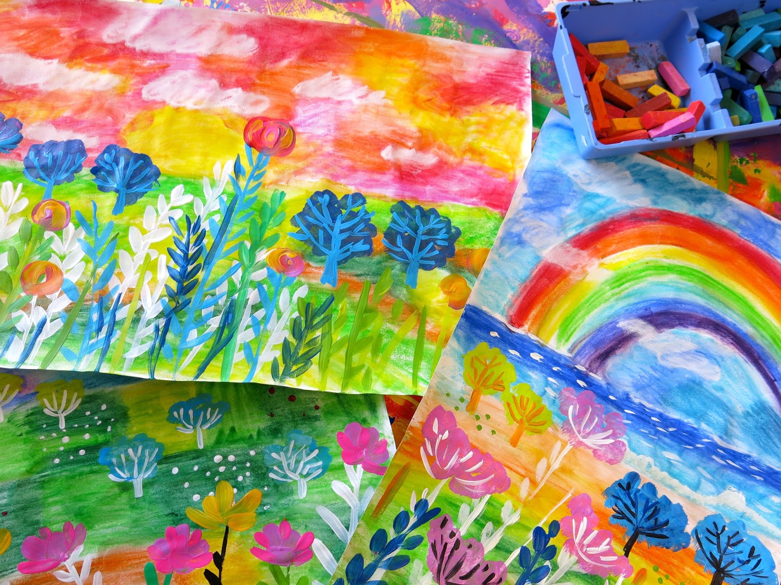 Cassie Stephens: In the Art Room: Claire West-Inspired Landscape Lesson