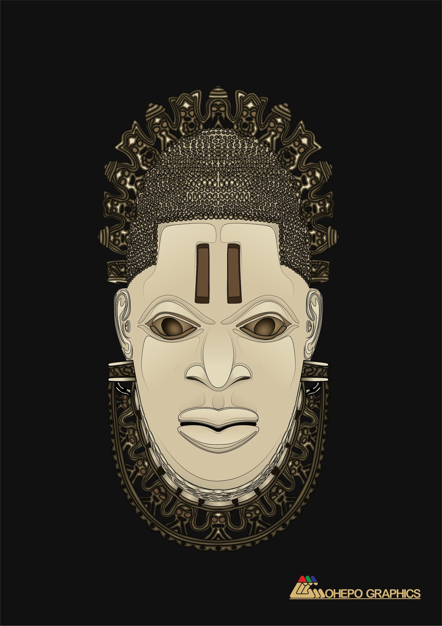 IdiaOnBans : Vector Graphics of the Benin Idia Mask By OhepoGraphics