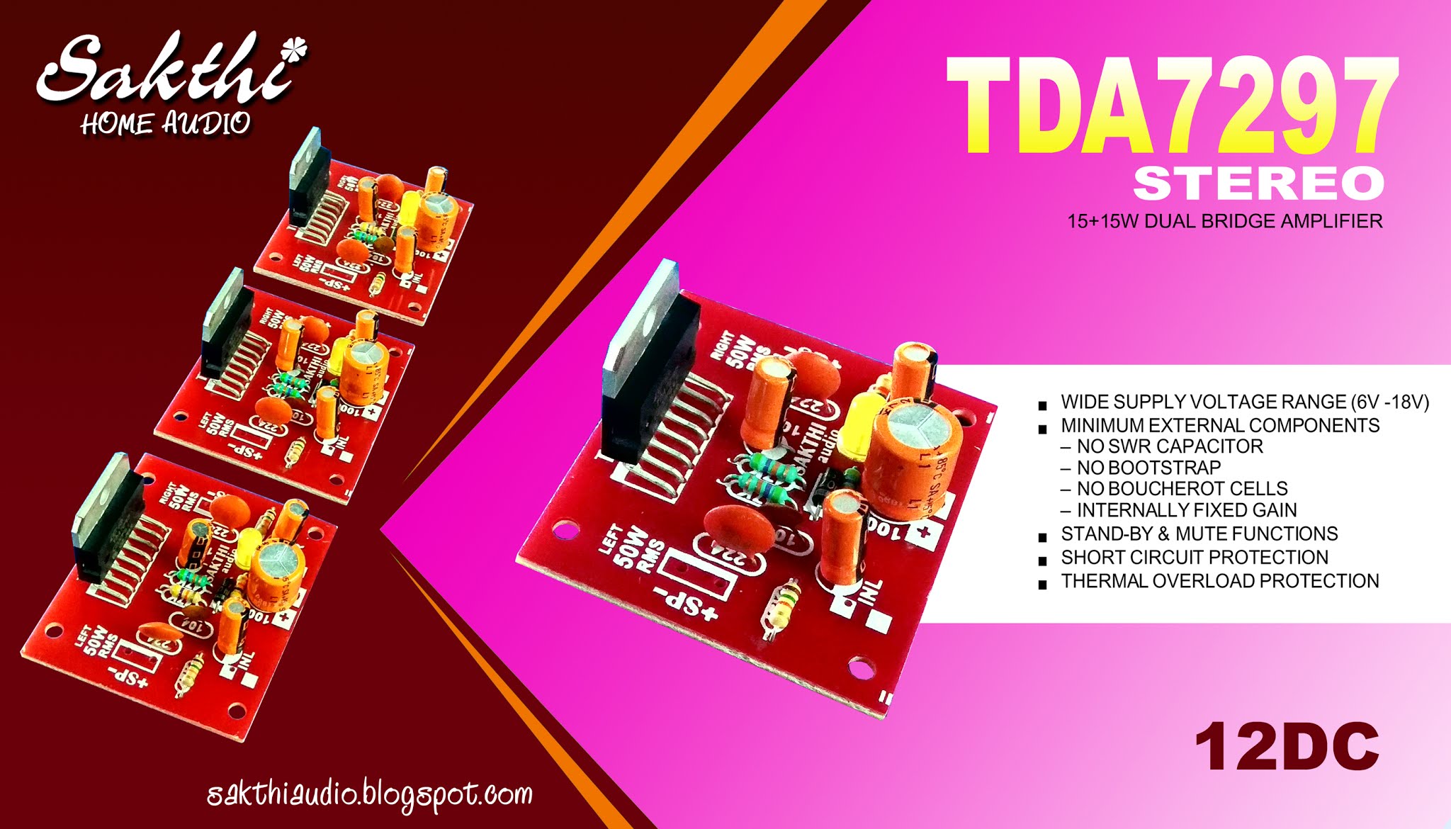SAKTHI AUDIO CHENNAI SALEM: TDA7297 STEREO AUDIO BOARDS