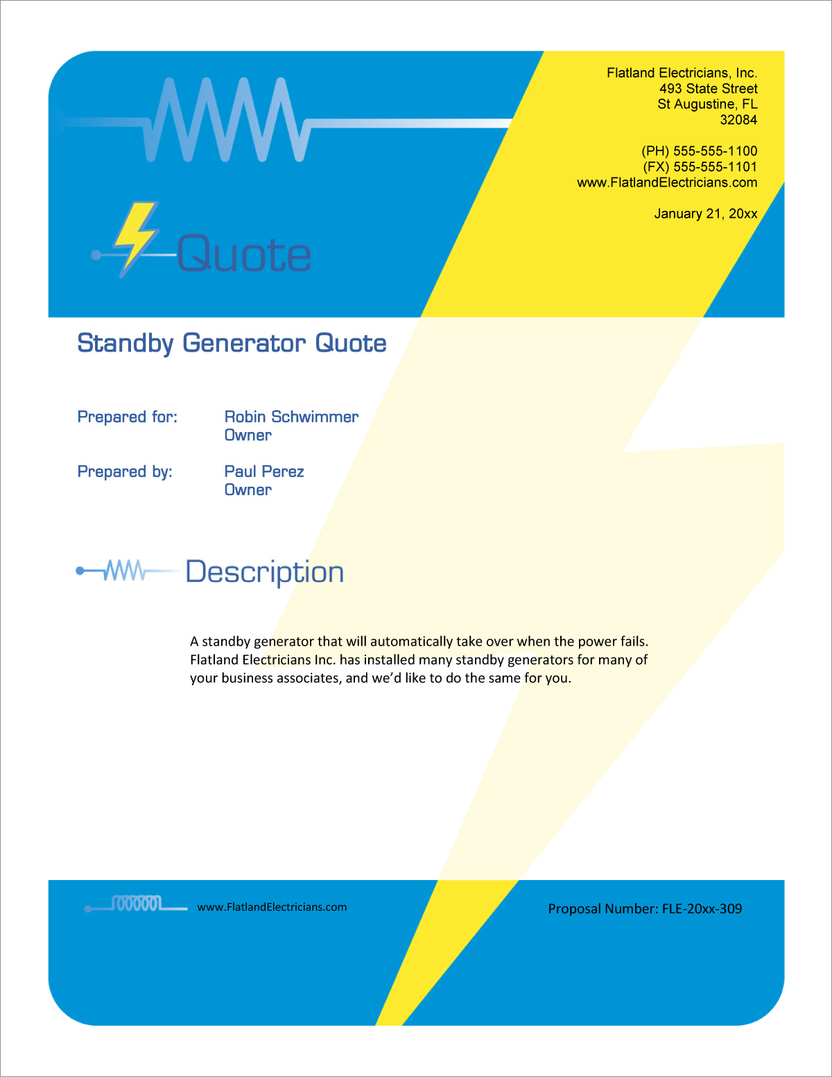 Electrical Contractor Proposal Forms - Invoice Template