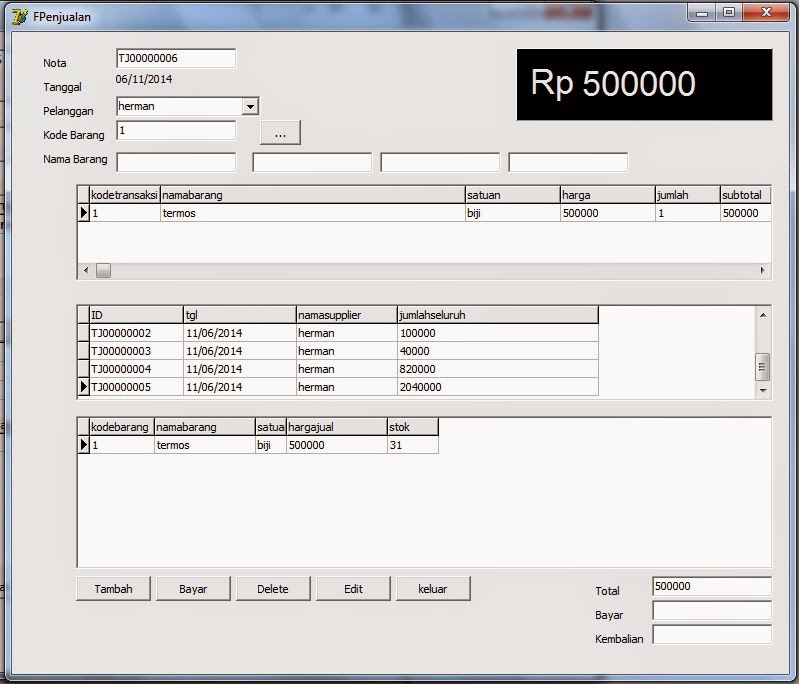 Form Transaksi Penjualan Dengan Delphi 7 | DiAjarWe