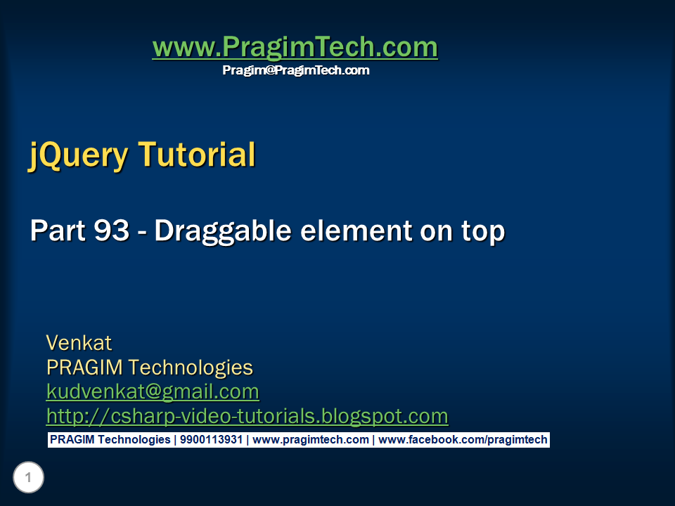Sql server, .net and c# video tutorial: Draggable element on top Sql server, .net and c# video tutorial: Draggable element on top