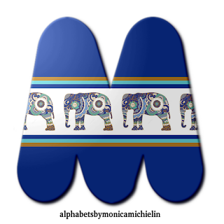 M. Michielin Alphabets: FRANK FONT ELEPHANT BLUE PATTERN ALPHABET AND ...