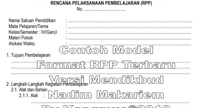 Contoh Format RPP terbaru dari Mendikbud Nadiem Makarim 2019 - Sinau ...