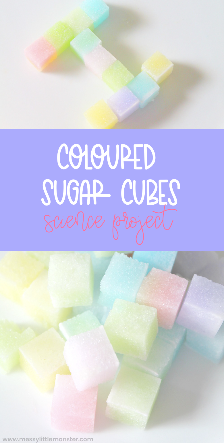 Coloured Sugar Cubes Science Project - Messy Little Monster