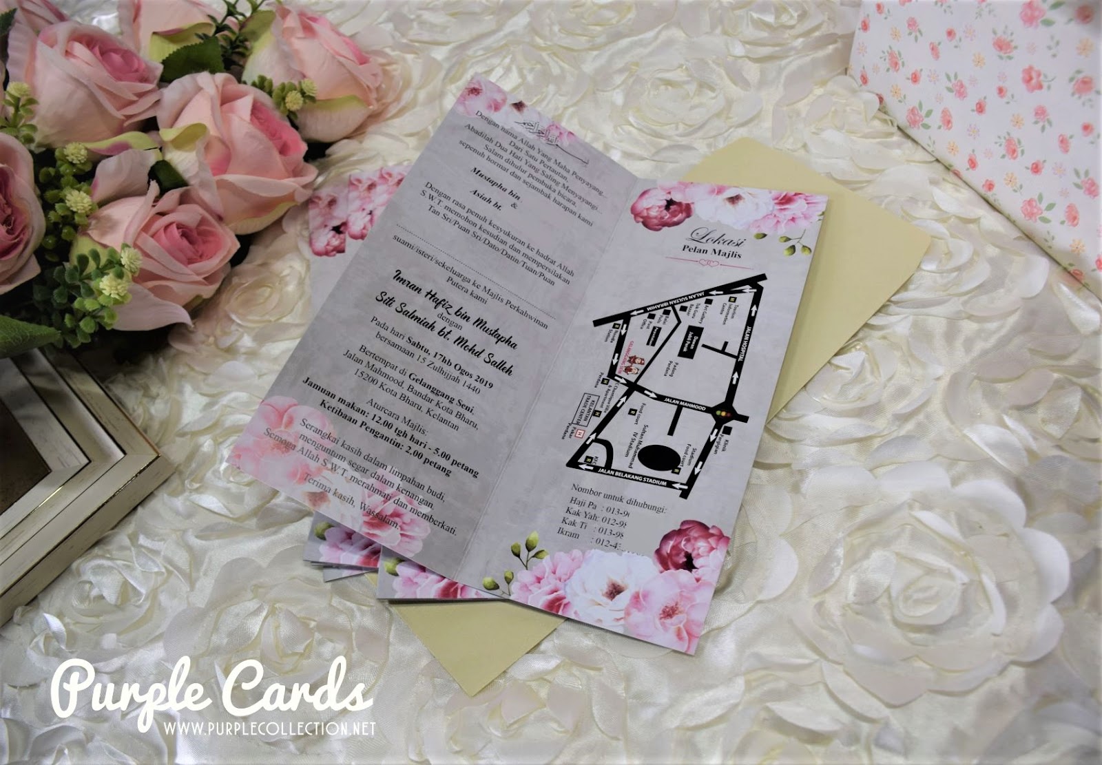 Floral concrete wedding card / Kad kahwin Majlis Kesyukuran