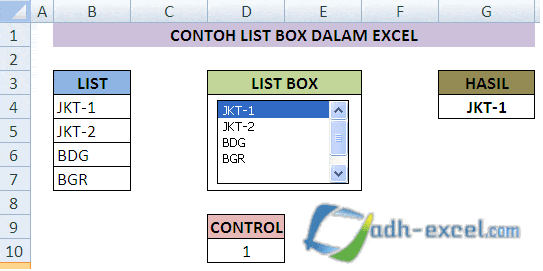 Menampilkan Hasil List Box Sesuai Dengan Isi List Yang Dipilih Dalam Excel ADH EXCEL COM Tutorial Menampilkan Hasil List Box Sesuai Dengan Isi List Yang Dipilih Dalam Excel ADH EXCEL COM Tutorial