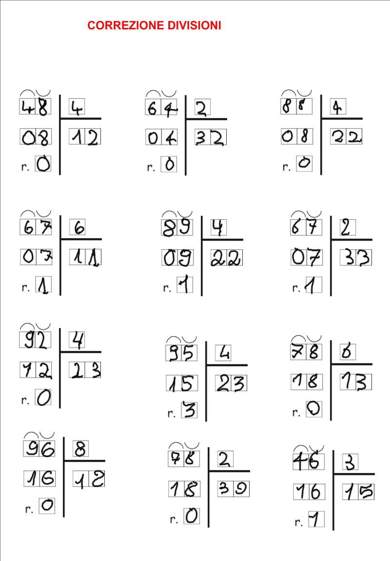 Diario di scuola e... non solo: Correzione divisioni in colonna