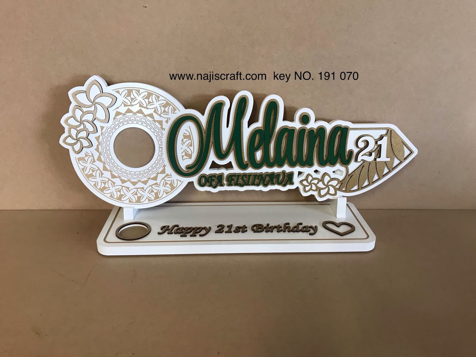 NO. 191070 21ST COOK ISLAND WHITE KEY 70CM - GREEN