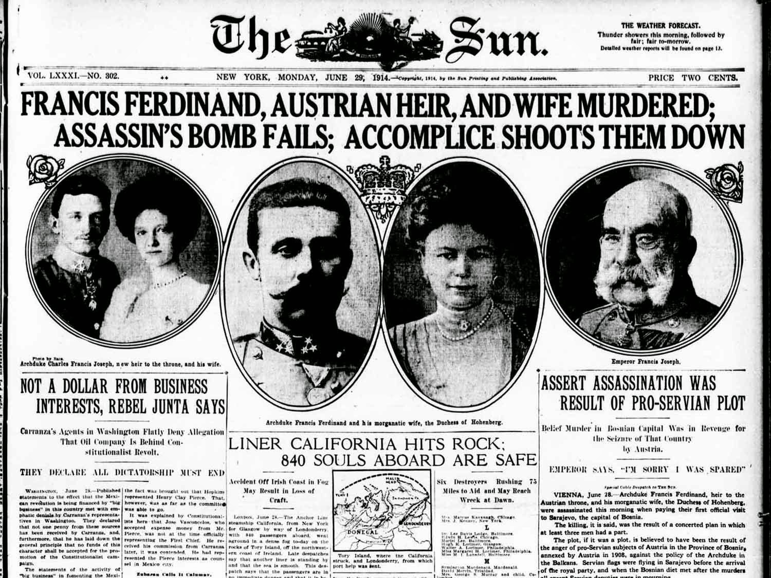 Archduke Franz Ferdinand Assassination Newspaper