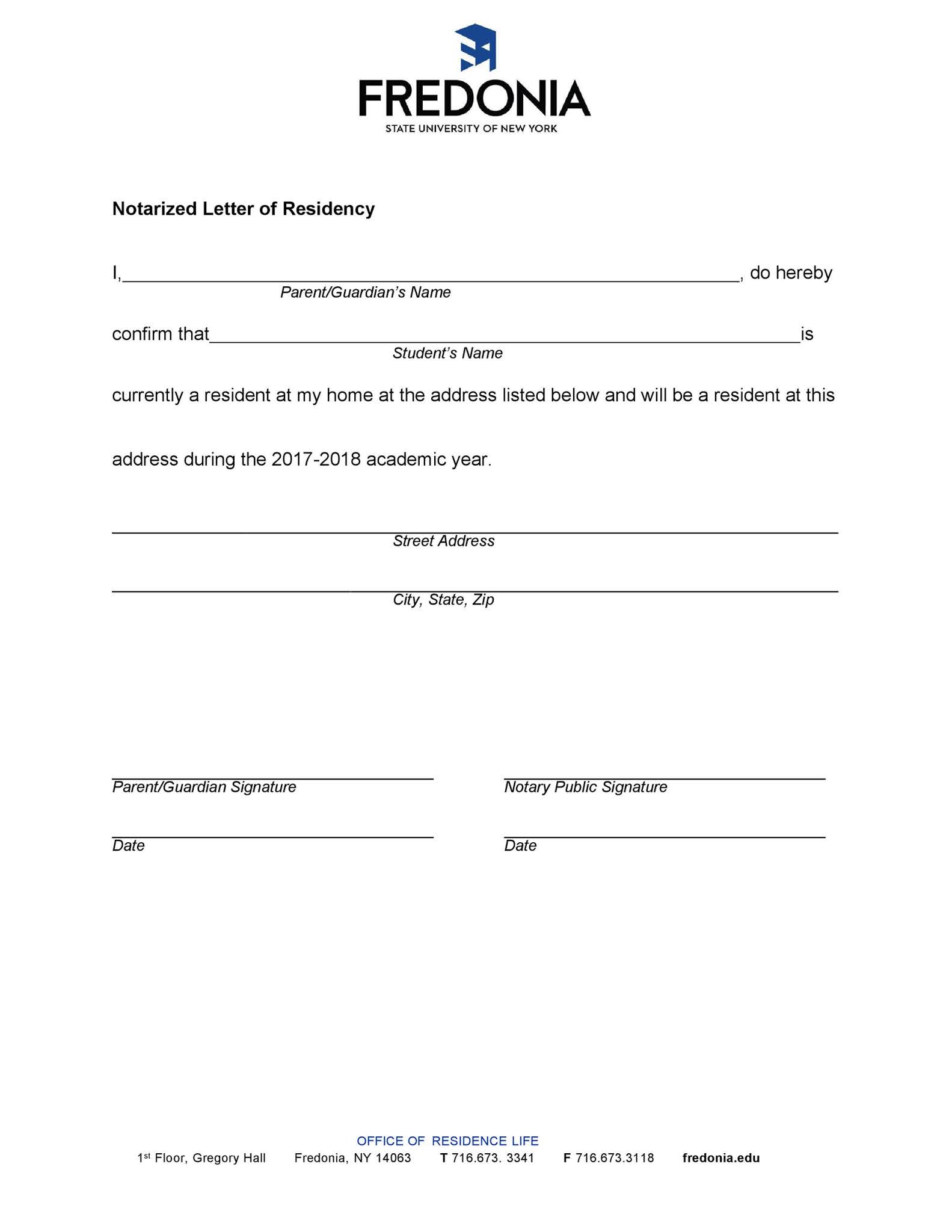 Printable Notarized Letter Of Residency Template ~ Resume Letter