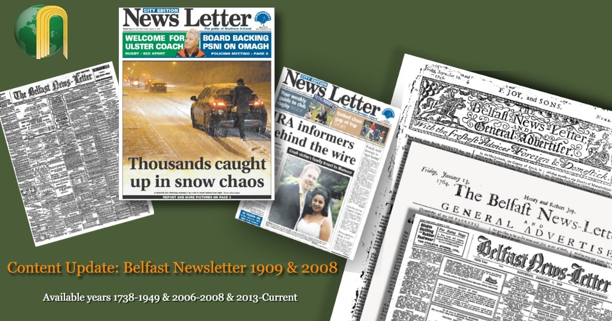 Scottish GENES: Irish Newspaper Archives updates Belfast Newsletter ...