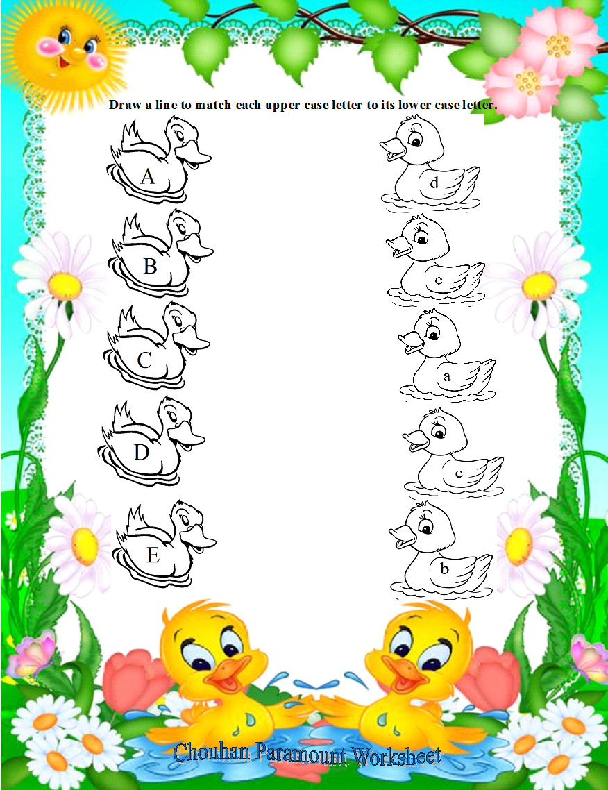 Draw a line to match each upper case letter to its lower case letter