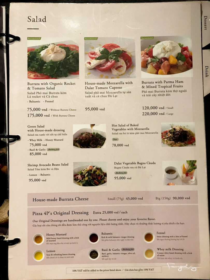 Pizza 4P's Menu @ Ho Chi Minh - FENNYSHARING