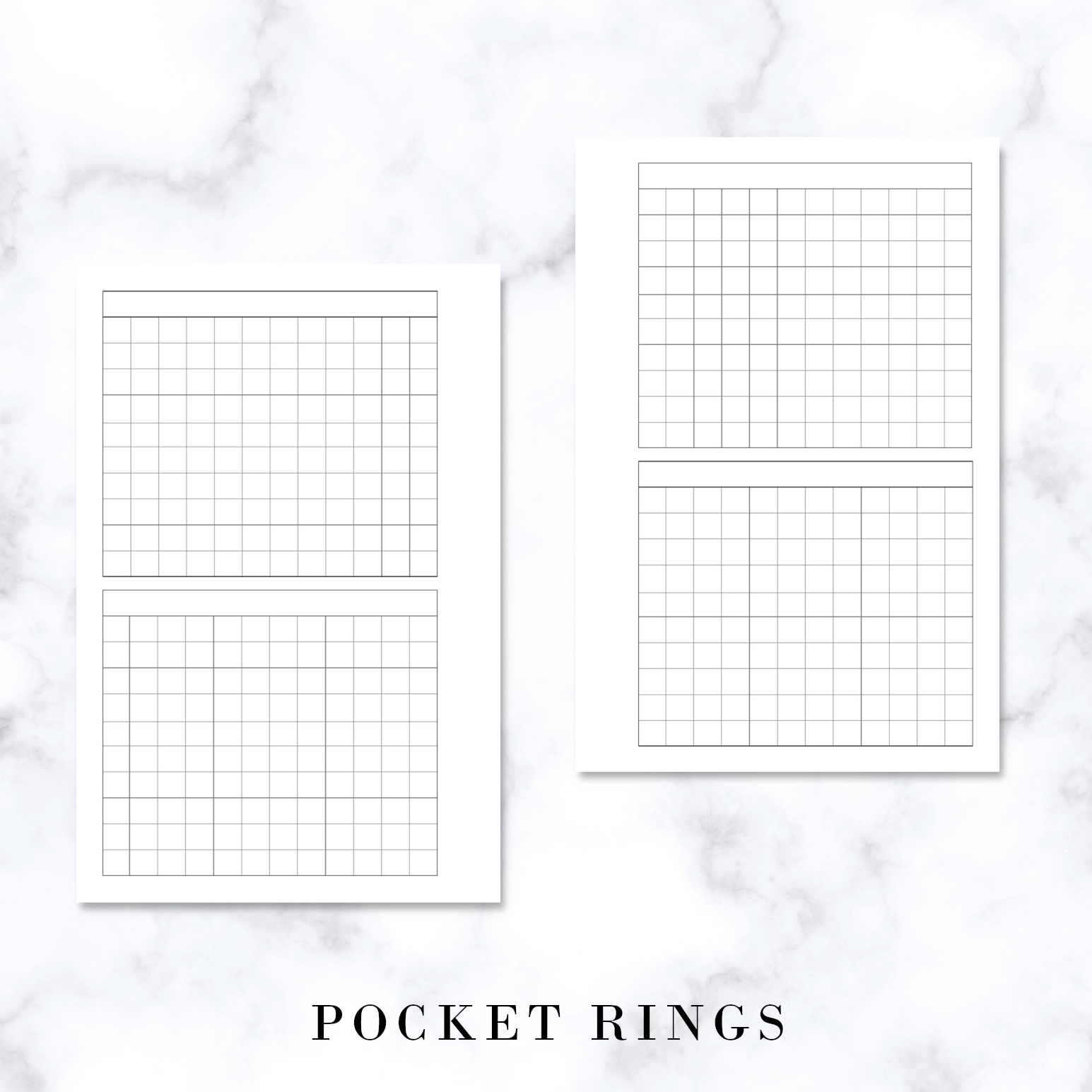 Pocket Rings: Two Horizontal Boxes - Grid - Planner Printables