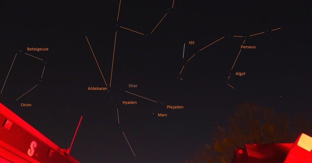 Astronomie Kassel: Mars am Goldenen Tor und ISS über dem SFN