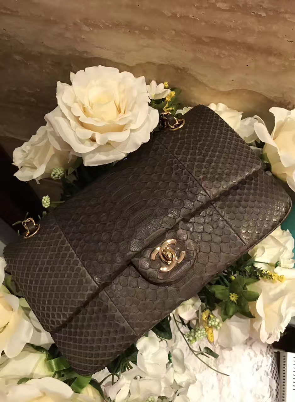 Chanel python 25cm classic double flap bag