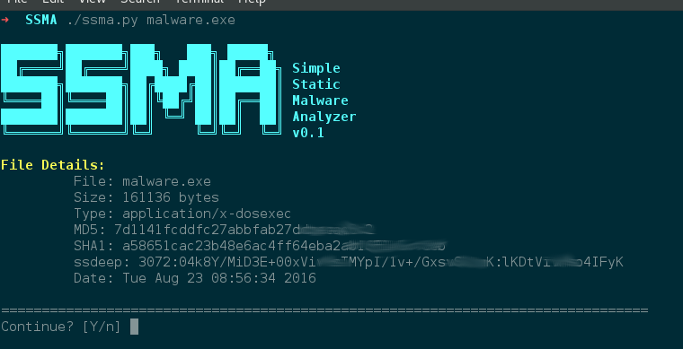 SSMA - Simple Static Malware Analyzer