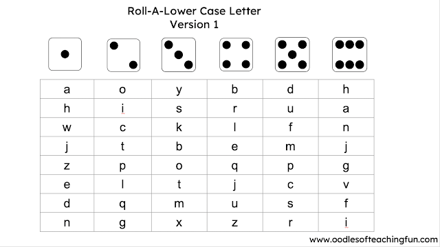 Roll-A-Lower Case Letter (Free Download) - Oodles of Teaching Fun