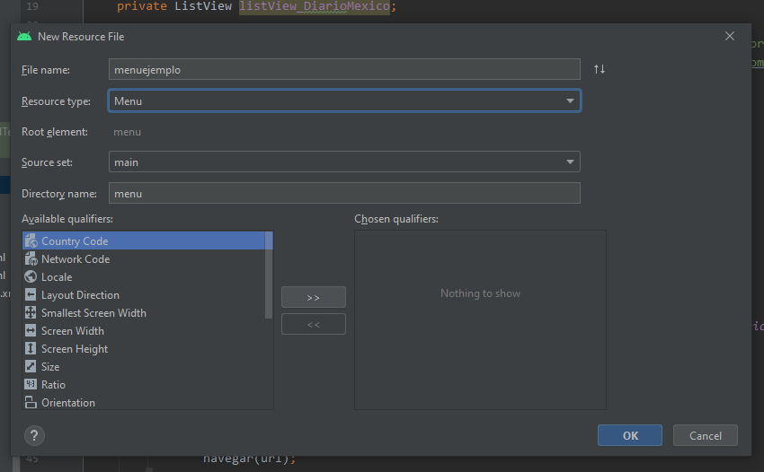 Android Studio - Menú Tres Puntos