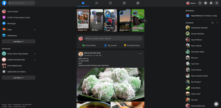 Facebook Baharu - Dengan Ciri Light dan Dark Mode