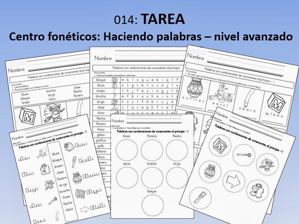Mommy Maestra: Free Sample of Advanced Spanish Phonics Center Homework Book