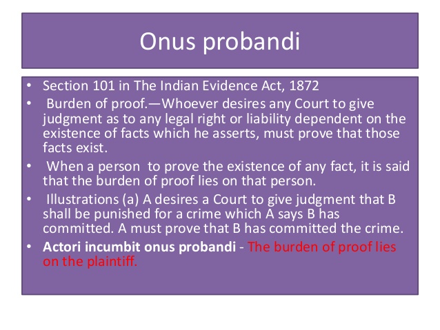 EXAMS AND ME : Onus Probandi