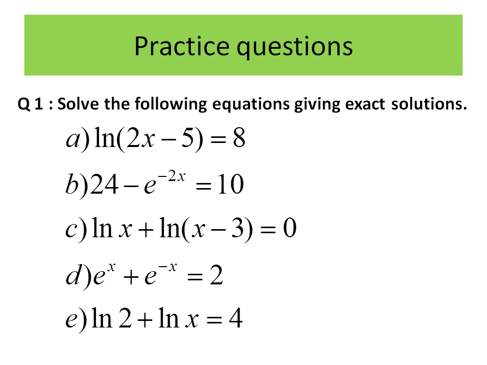 Math12: Chapter 8- Exponential and its inverse lnx function
