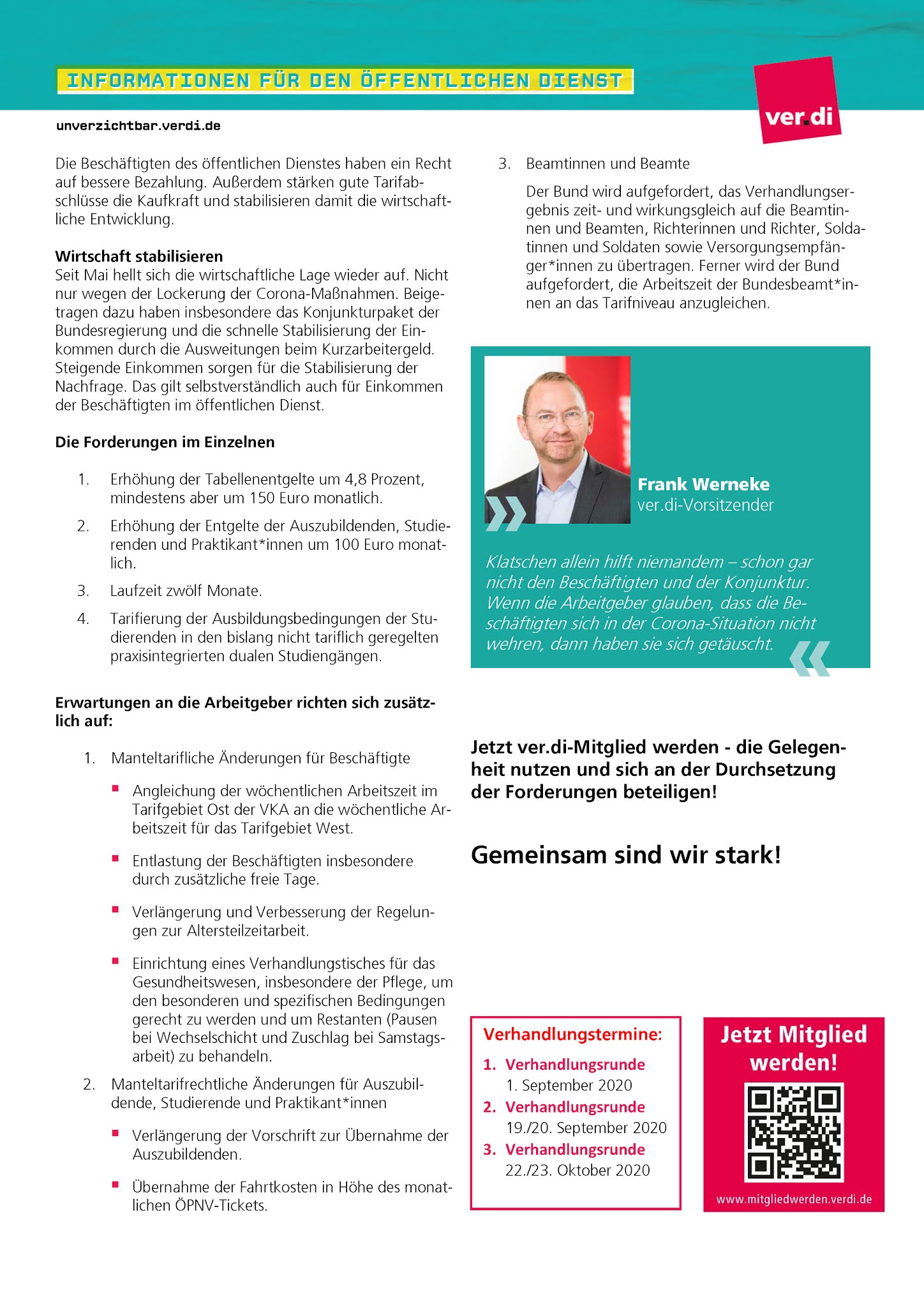 Caritas-Verdi: Flugblatt zur Tarifrunde 2020