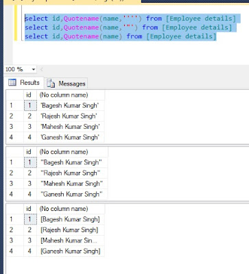 Microsoft Business Intelligence: Quotename function in SQL server
