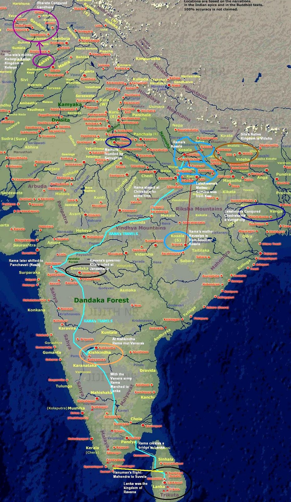 Radha Krishna Land: Map of the places related to Ramayana