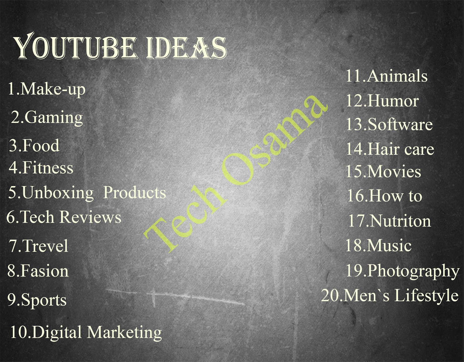 Youtube Ideas to Create a Channel | ~ Tech Osama