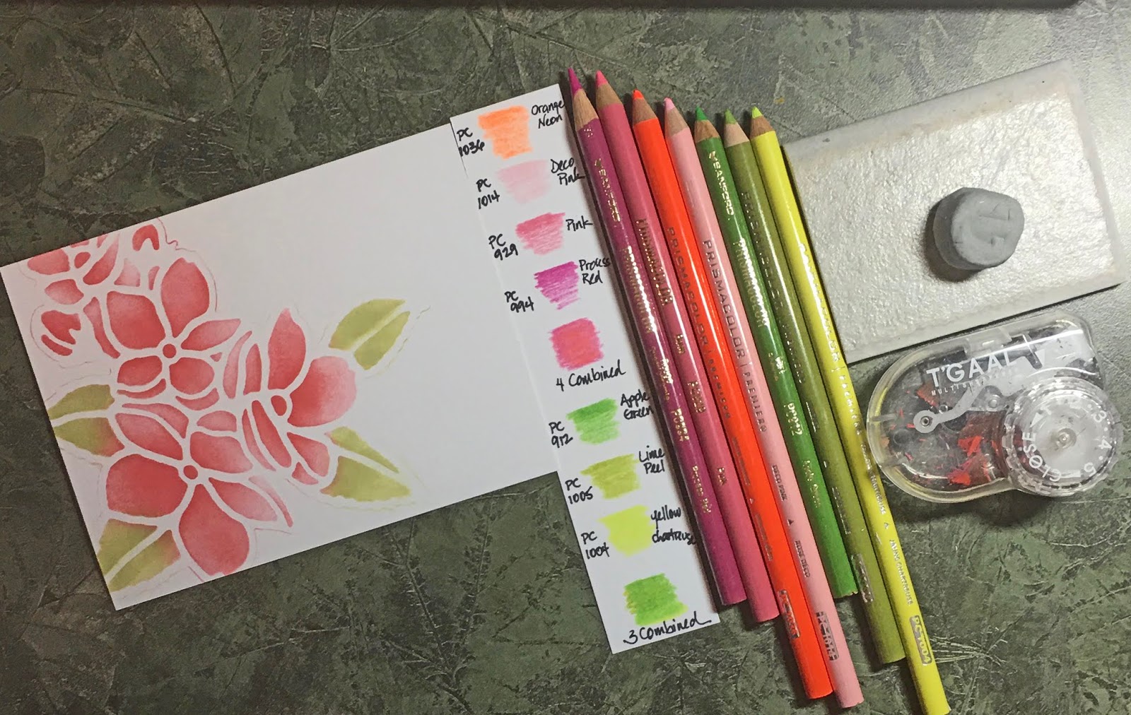 Backporch: Super Saturday at Magenta: Distress Inks and Prismacolor Pencils