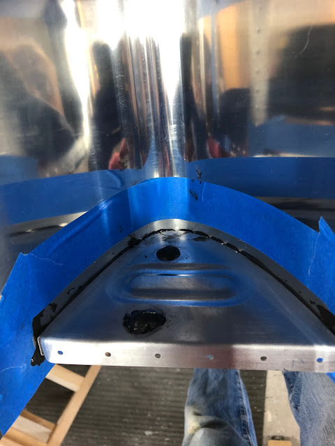 Trent's RV14 Build: 18-05: Prosealing in the Fuel Tank Ribs -> Rib #1
