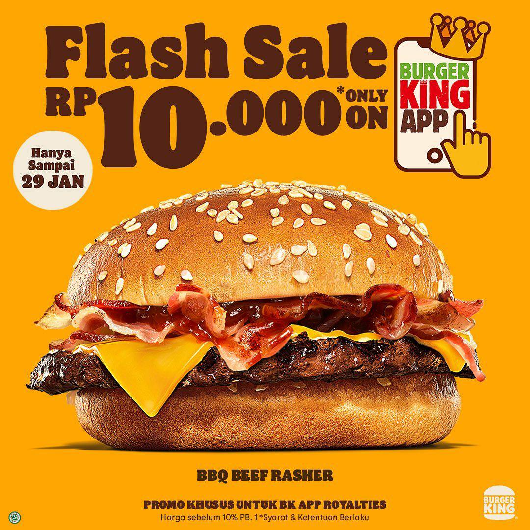 BURGER KING Promo FLASH SALE – BBQ BEEF RASHER hanya Rp 10Ribu - scanharga